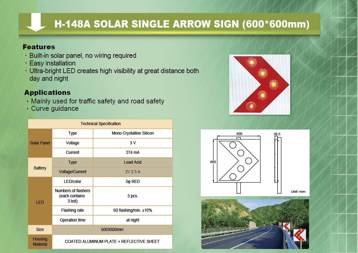 [SOLATEK] H-148A solar single arrow sign - SOLATEK INC / Solar Traffic ...
